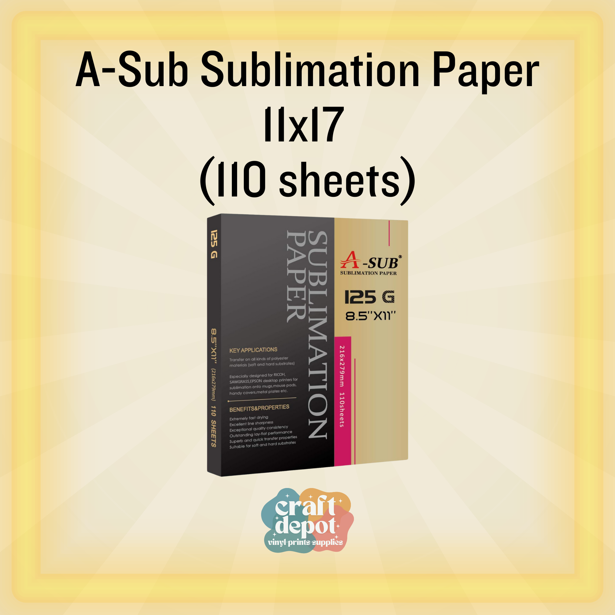 11x17 A-Sub Sublimation Paper – Craft Depot